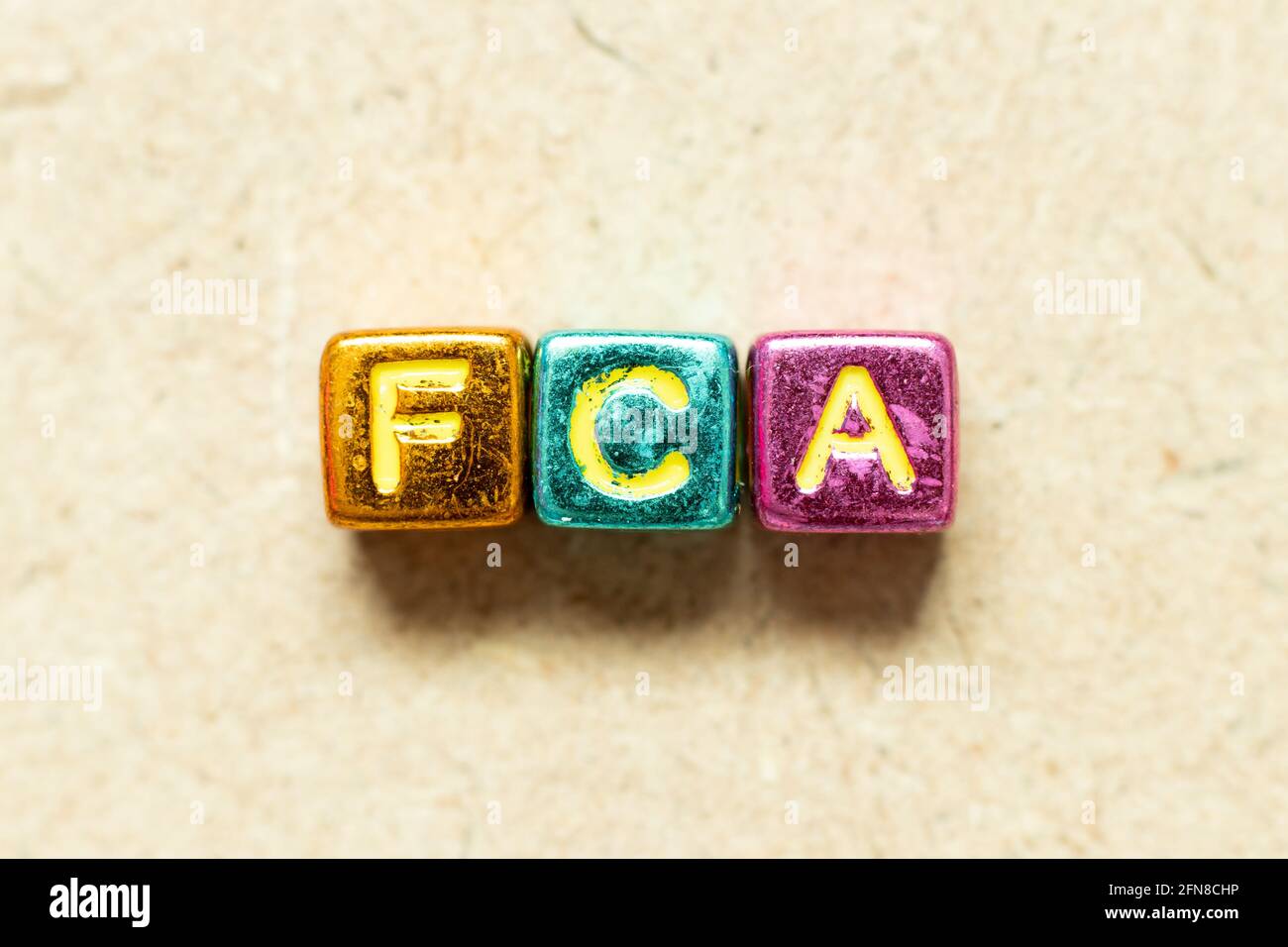 Metallic color alphabet letter block in word FCA (Abbreviation of free ...