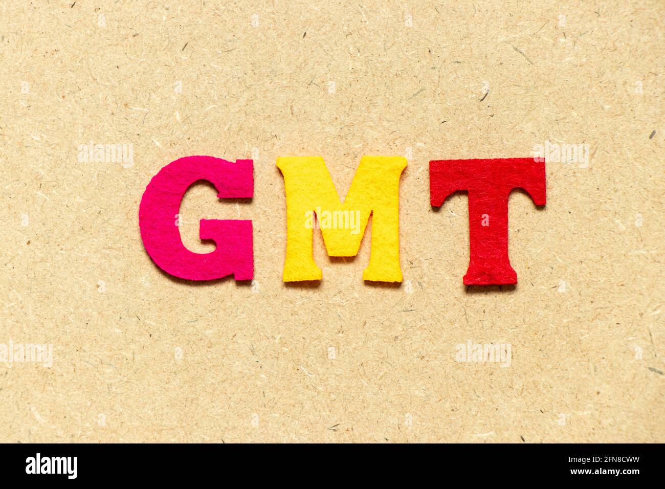 Color cloth alphabet letter in word GMT (abbreviation of Greenwich Mean ...