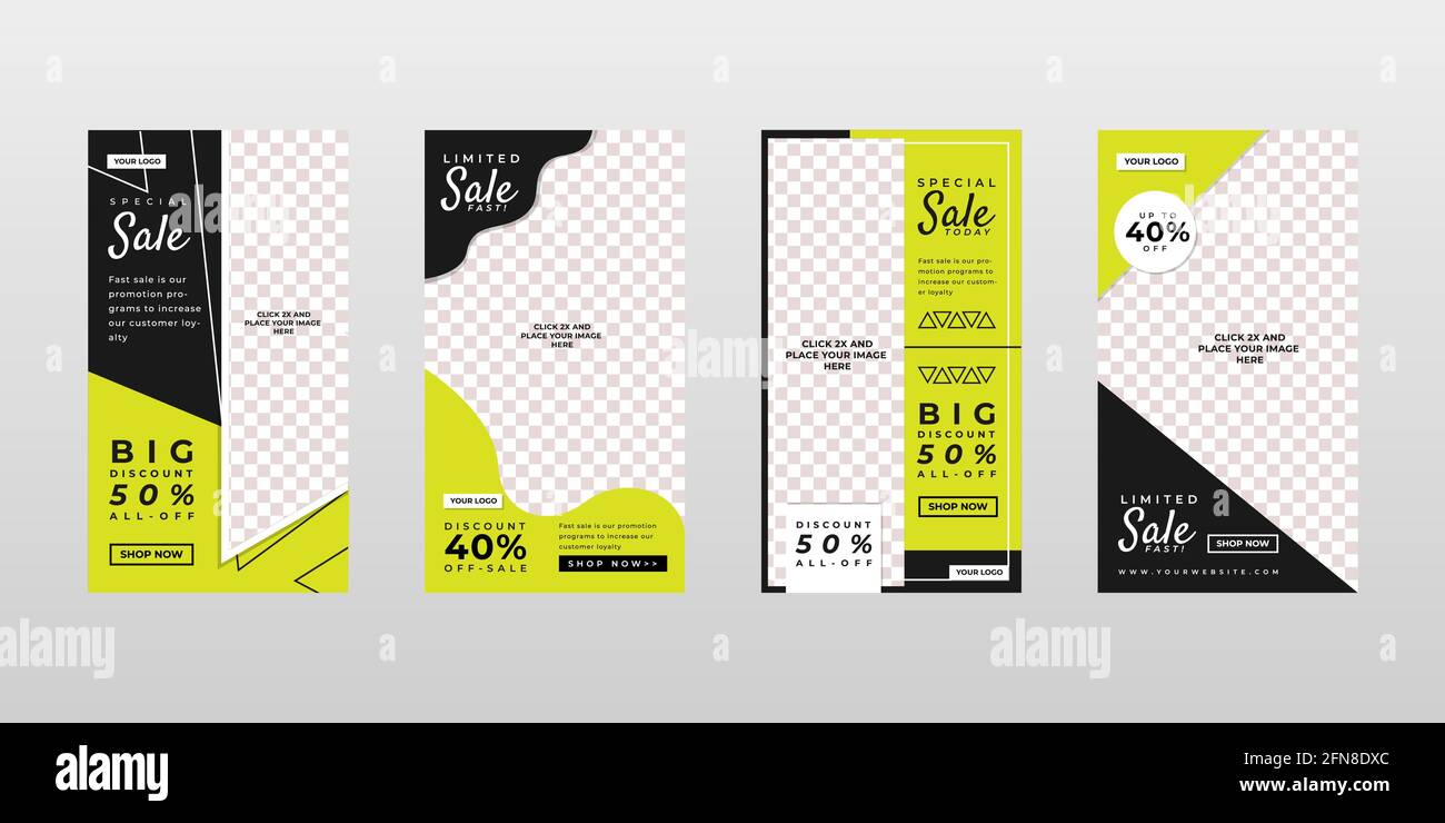 Social Media Stories Banner Templates with image placeholder, Branding ...