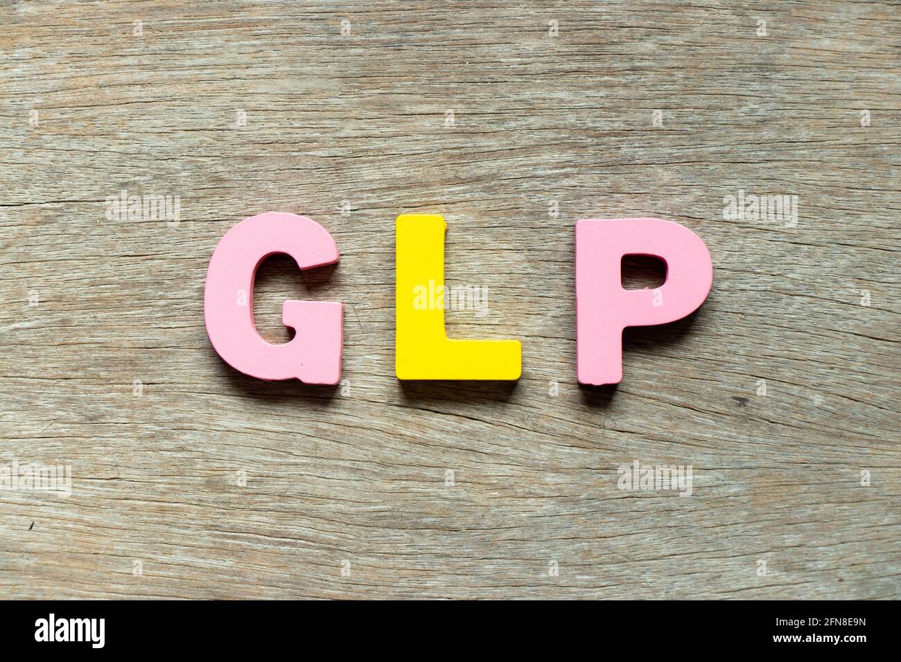 Color alphabet letter in word GLP (Abbreviation of Good laboratory ...