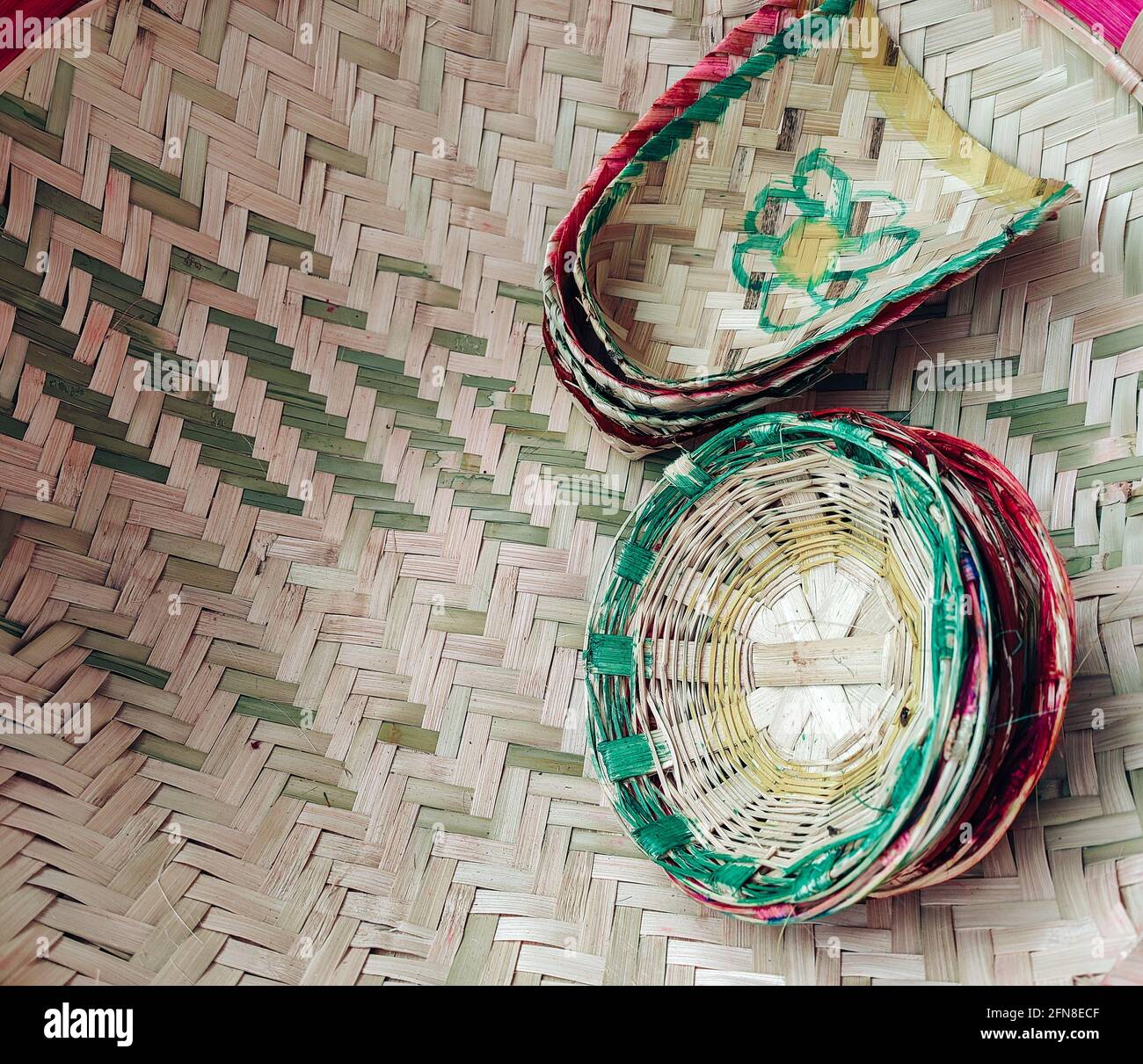 small hand made bamboo craft basket Stock Photo - Alamy