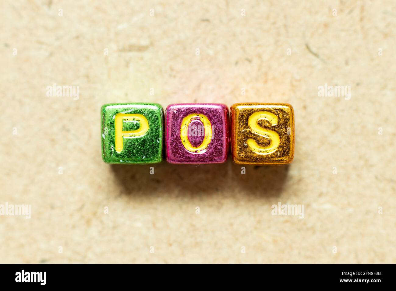 Metallic color alphabet letter block in word POS (abbreviation of point ...