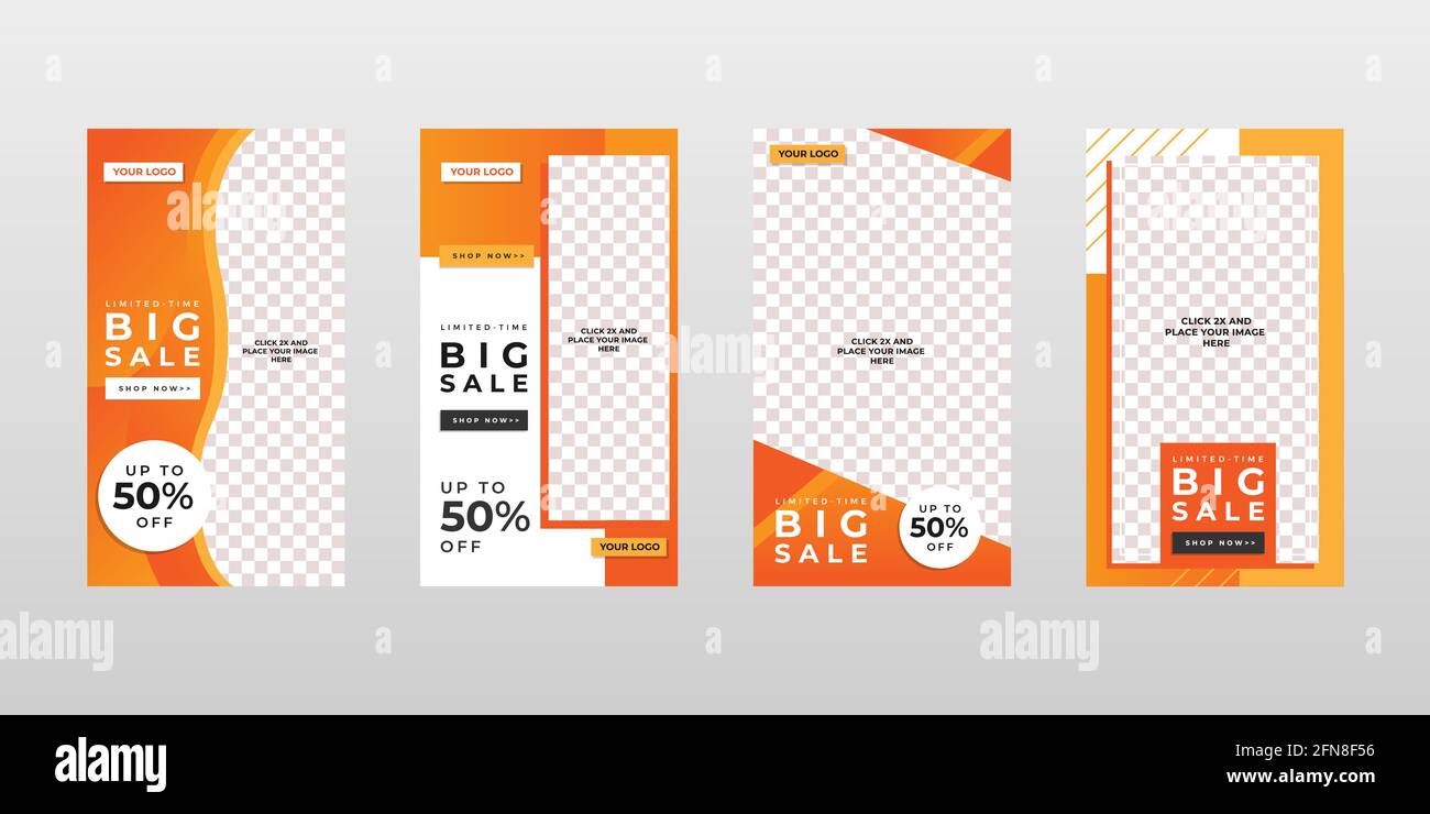 Social Media Stories Banner Templates with image placeholder, Branding ...