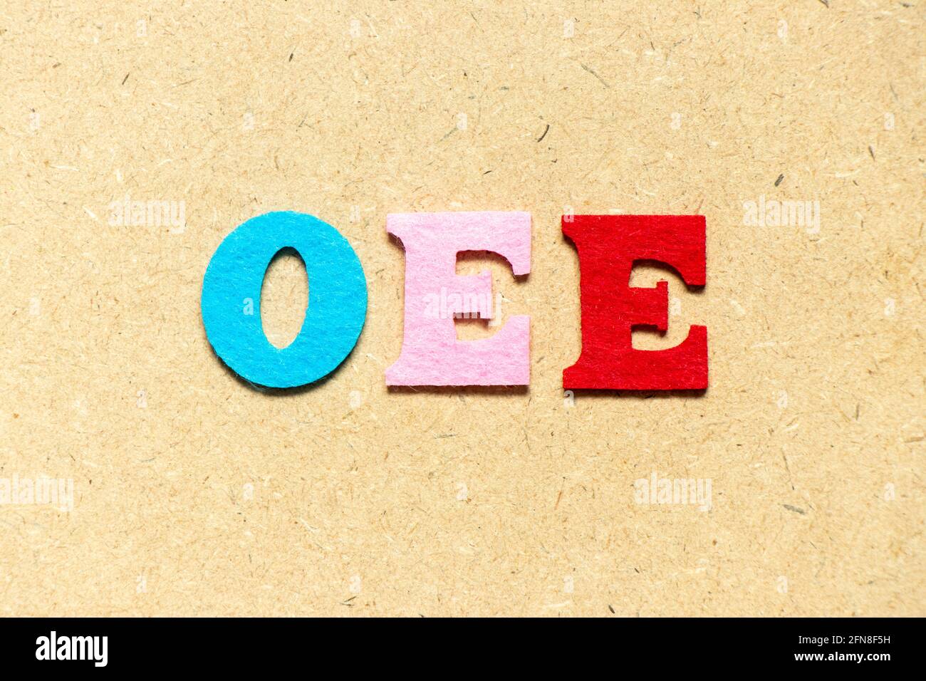 Color cloth alphabet letter in word OEE (abbreviation of overall ...