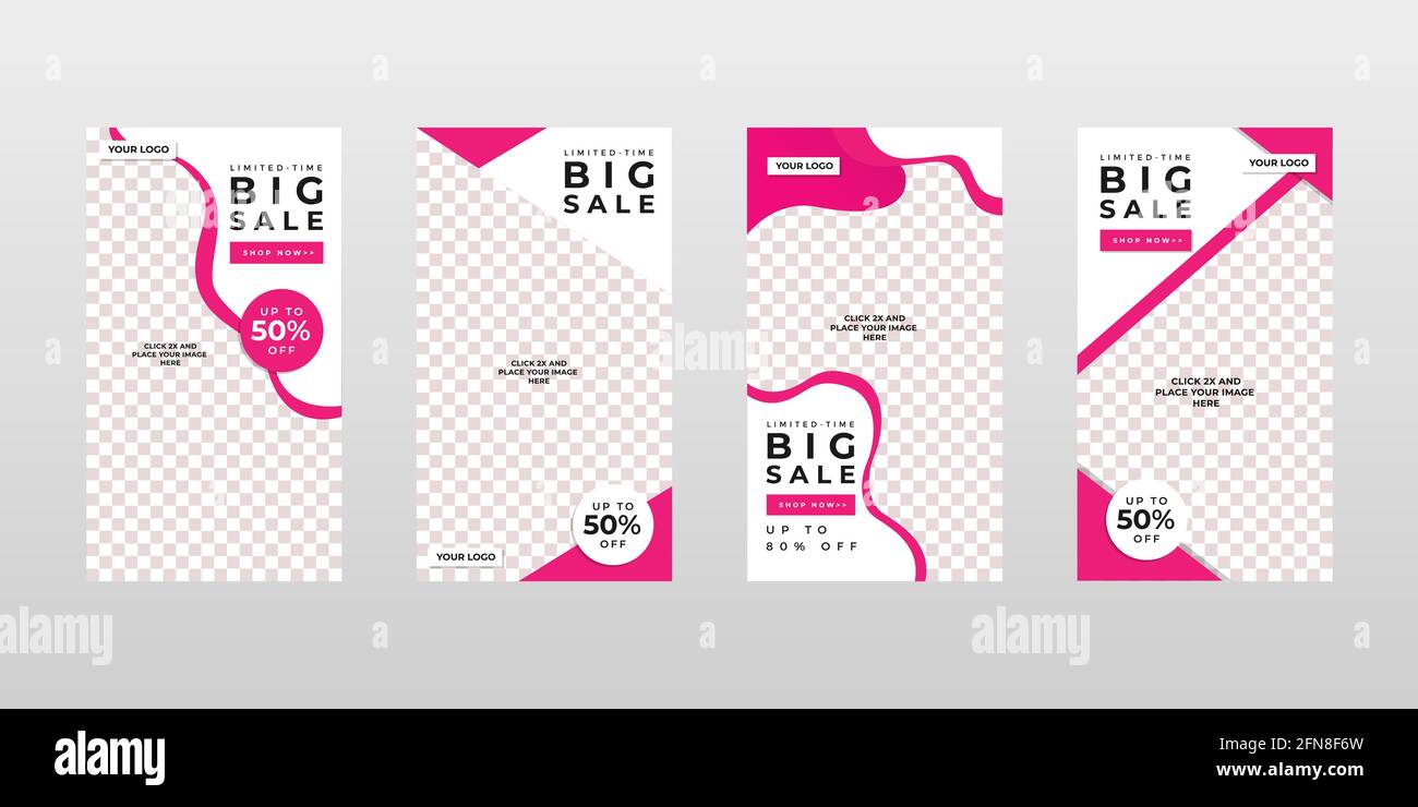 Social Media Stories Banner Templates with image placeholder, Branding ...
