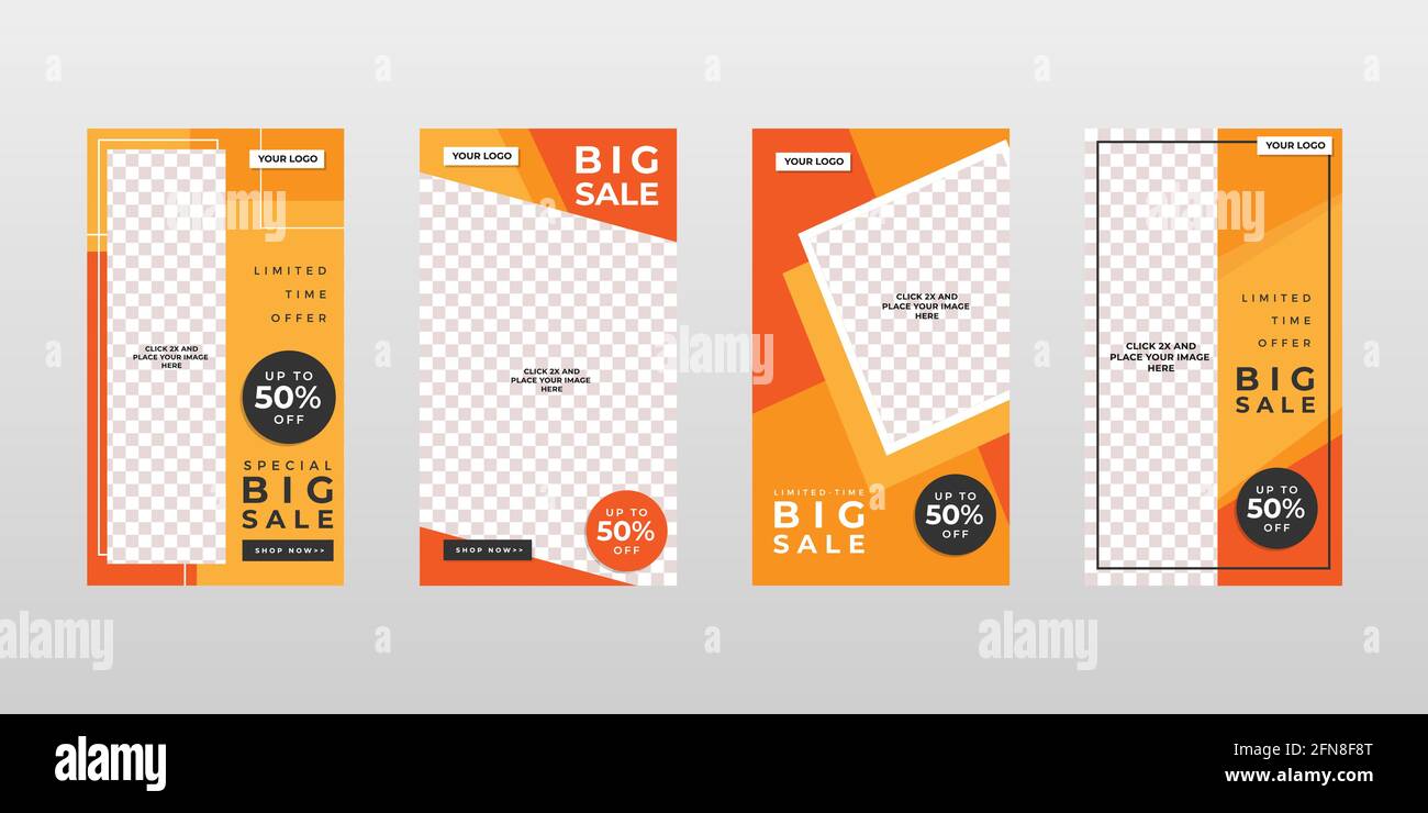 Social Media Stories Banner Templates with image placeholder, Branding ...