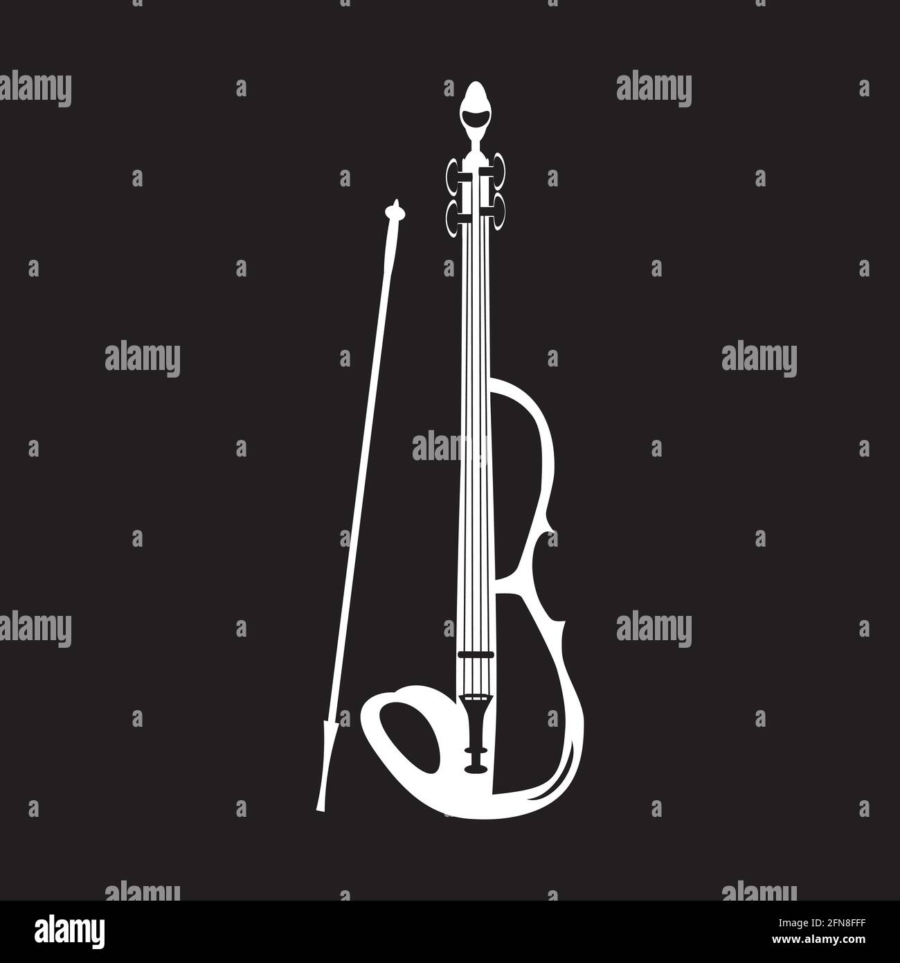 White electric violin with bow, vector illustration Stock Vector Image ...