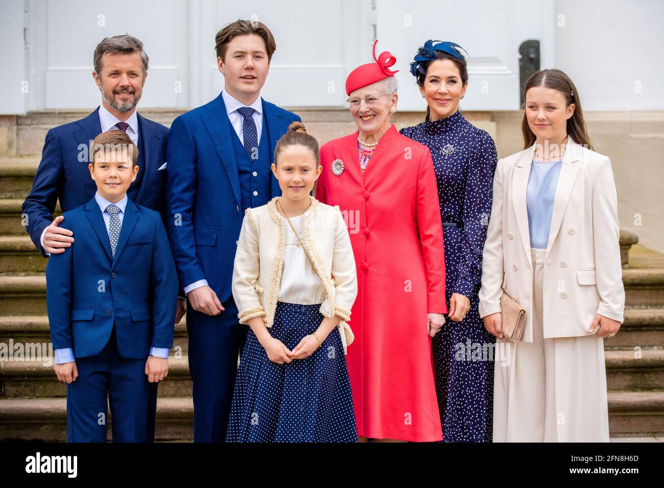 Queen Margarethe, Crown Prince Frederik, Crown Princess Mary, with ...