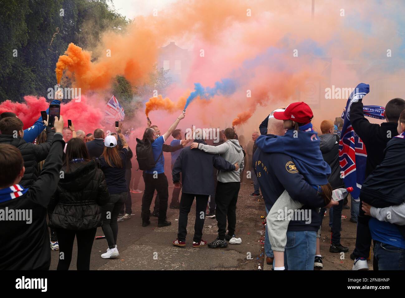 Rangers fans outside the ground during the Scottish Premiership match ...
