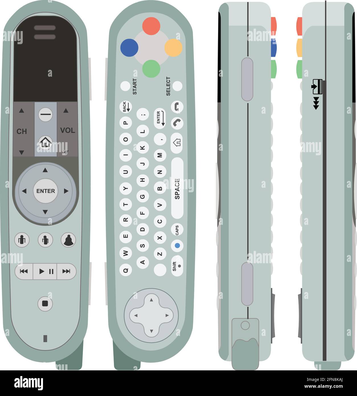 Vector of Remote from different angle, isolated on white background ...