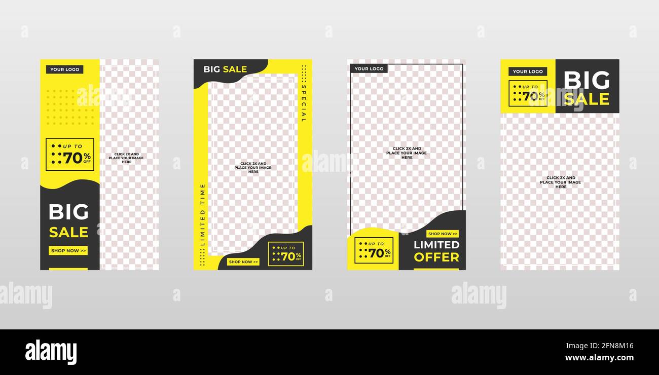 Social Media Stories Banner Templates with image placeholder, Branding ...