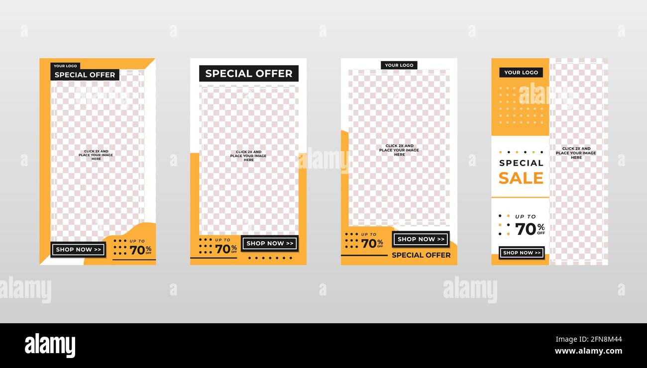 Social Media Stories Banner Templates with image placeholder, Branding ...