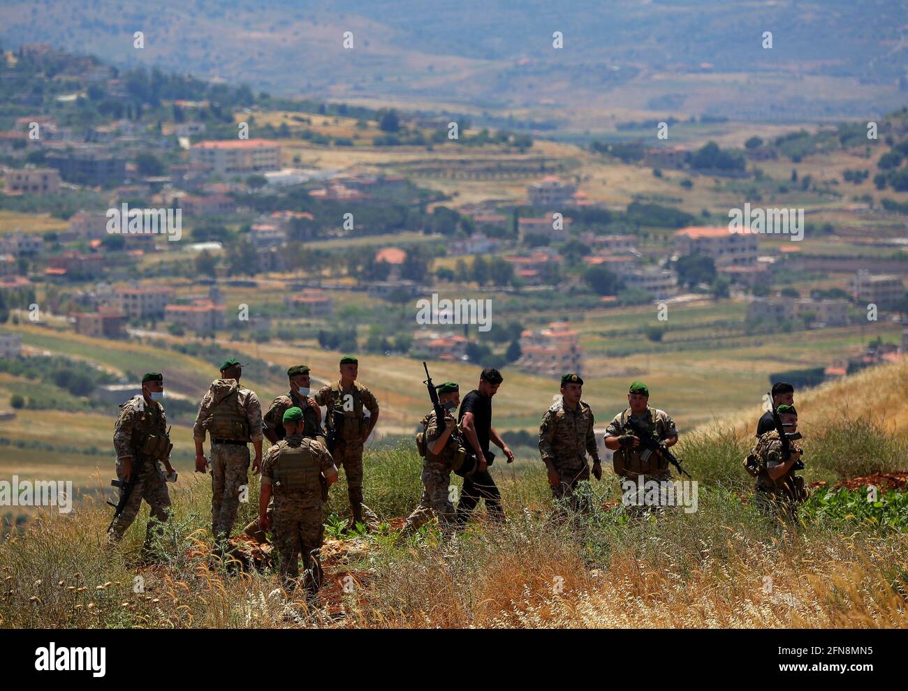 Maroun Al Ras, Lebanon. 15th May, 2021. Lebanese soldiers arrest a ...
