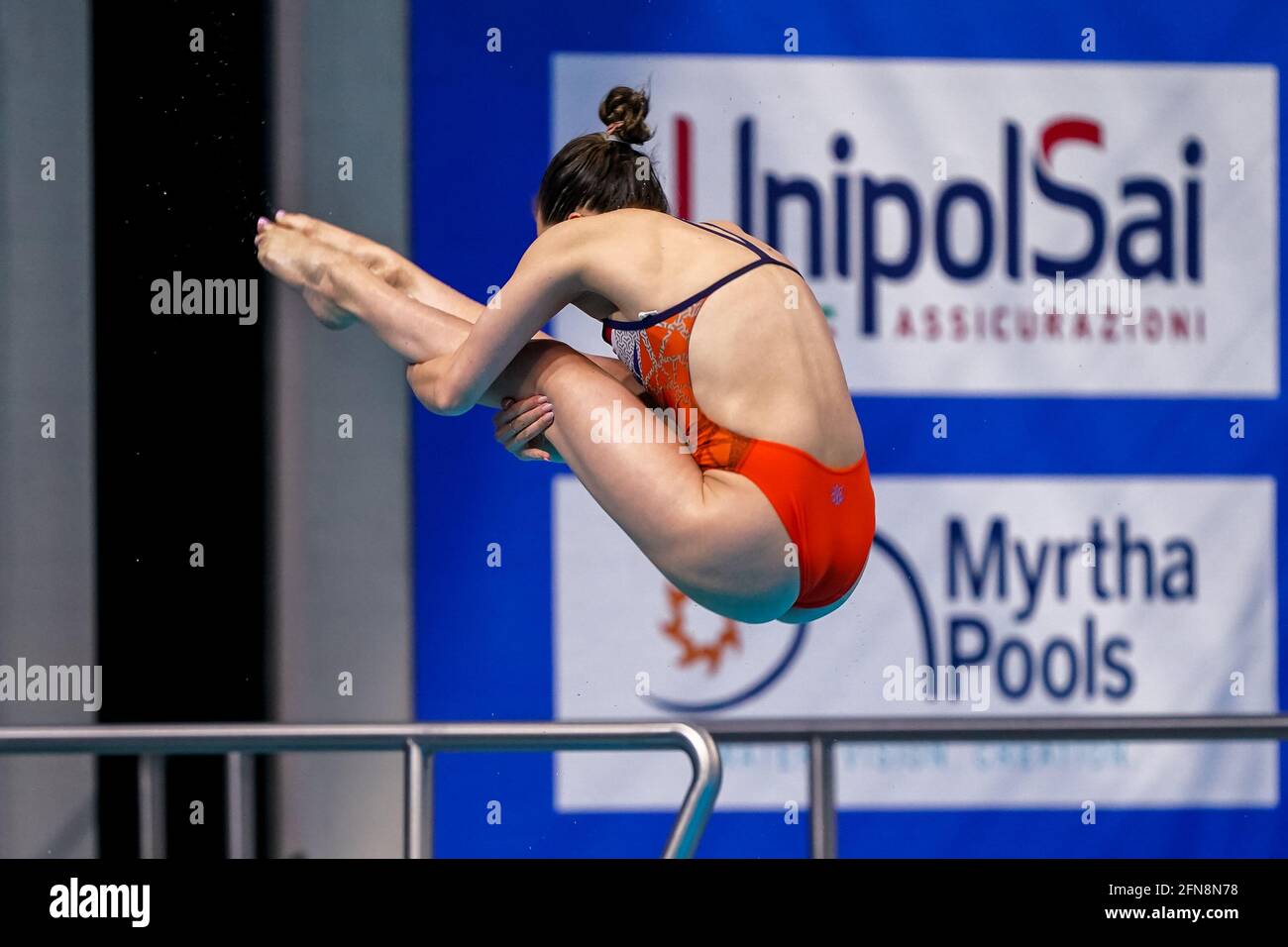 BUDAPEST, HUNGARY - MAY 15: Inge Jansen of the Netherlands competing in the Womens 3M ...