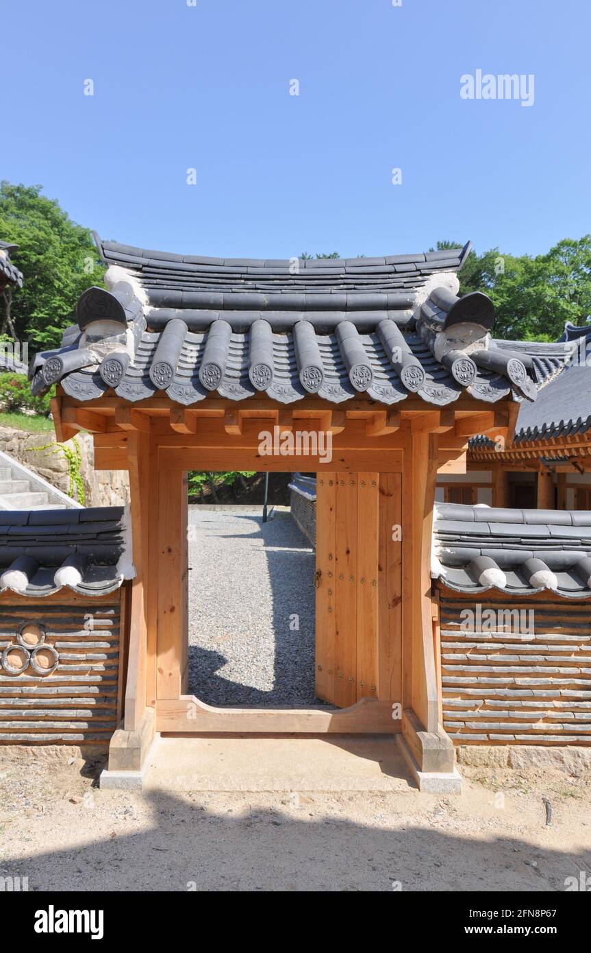 Korean buddhist temple from Silla Dynasty era. Traditional gate with ...