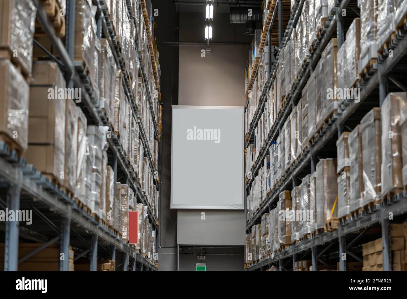 Warehouse storage with high racks full of stocks inventory Stock Photo ...