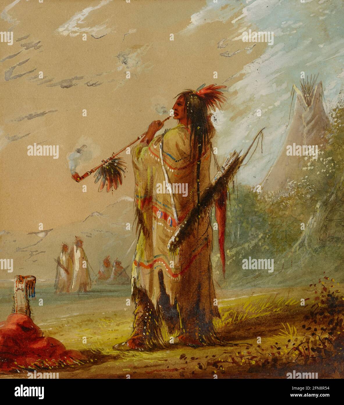 A Shoshonee Indian Smoking, ca. 1860s Stock Photo - Alamy