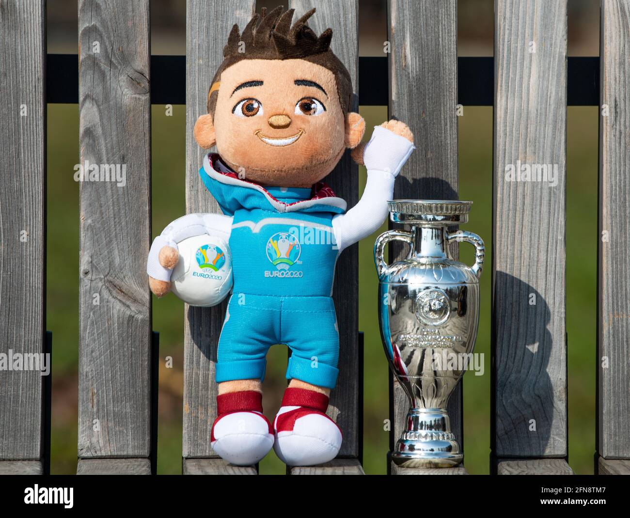 April 22, 2021 Moscow, Russia. The mascot of the UEFA European football ...