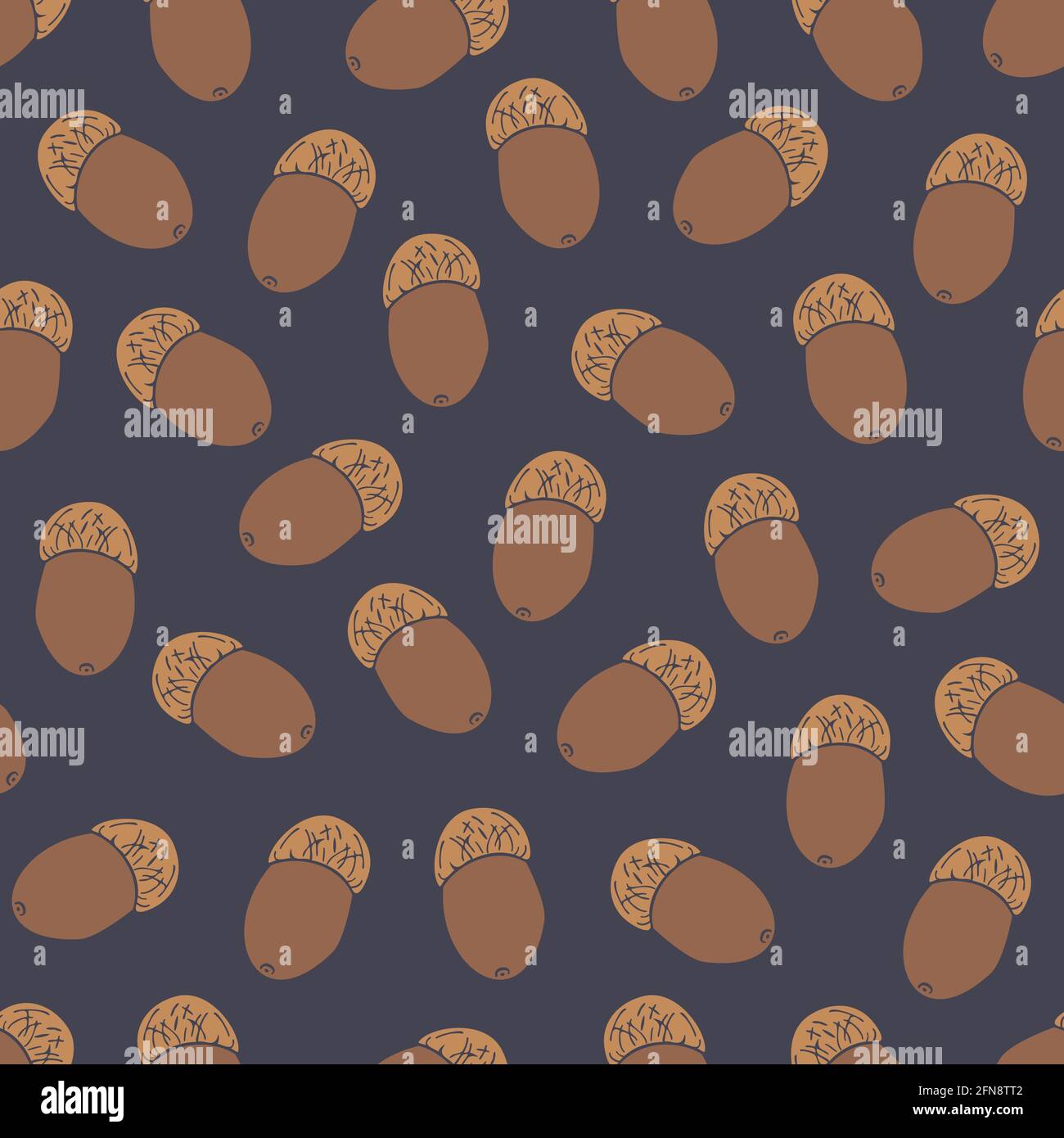Vector seamless pattern with acorns on dark background. Autumn fall ...