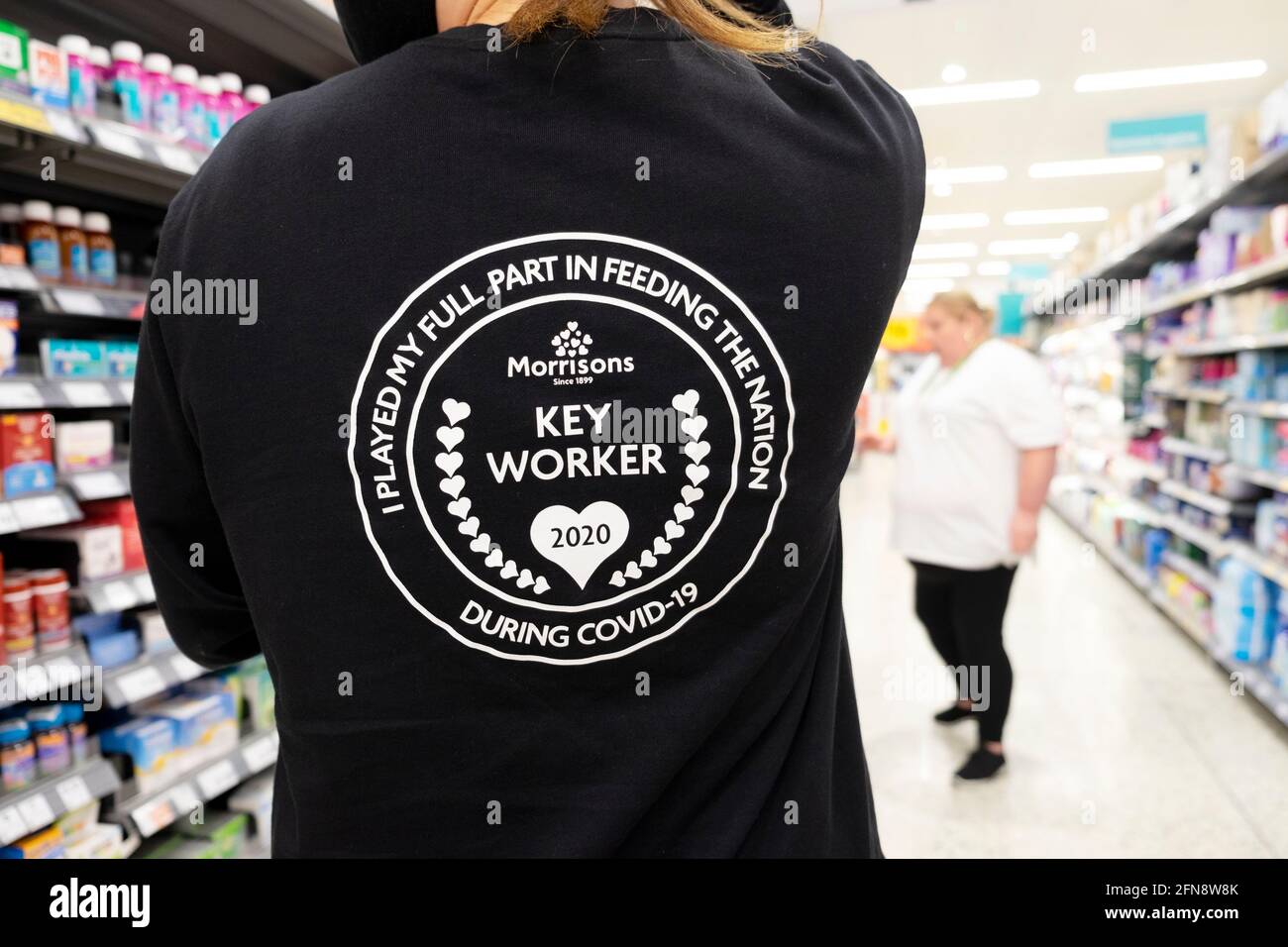 Morrisons supermarket worker Keyworker 2020 wearing sign "I Played My ...