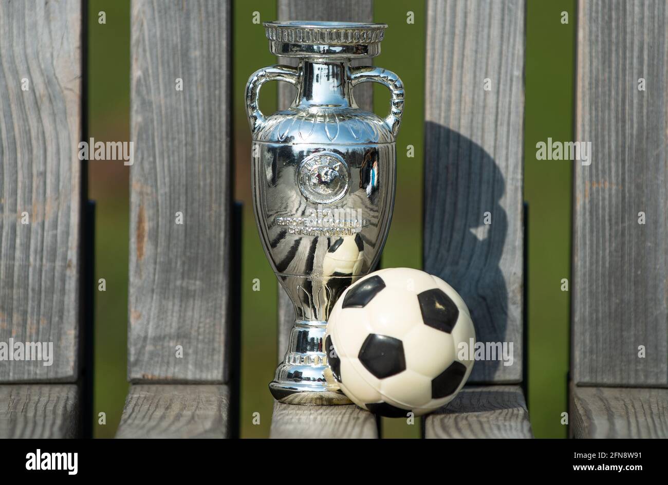 April 22, 2021 Moscow, Russia. Trophy of the European Football ...