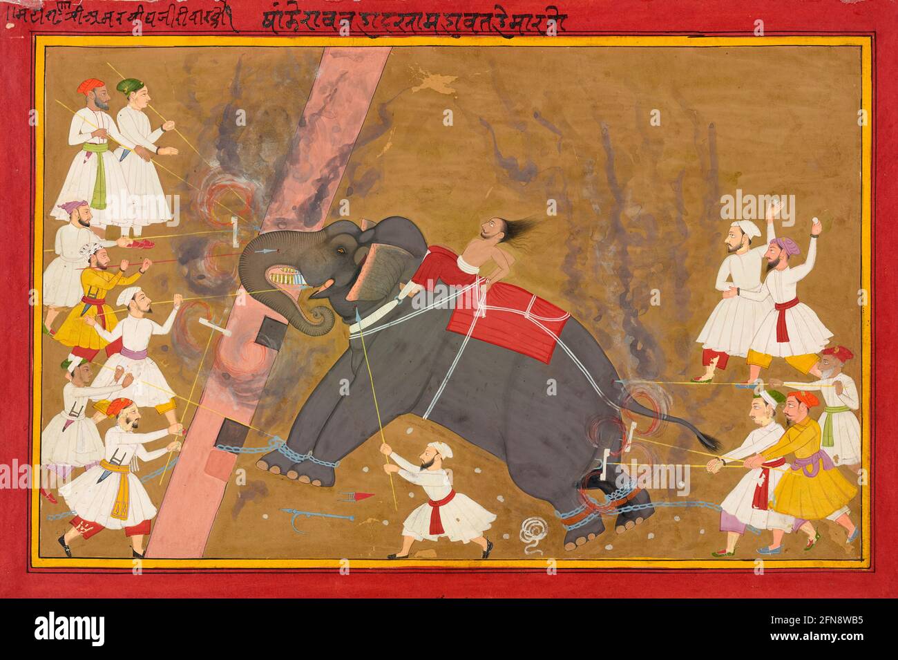 The elephant Khanderao Bahadur killing Sham Mahavat, ca. 1700 Stock ...
