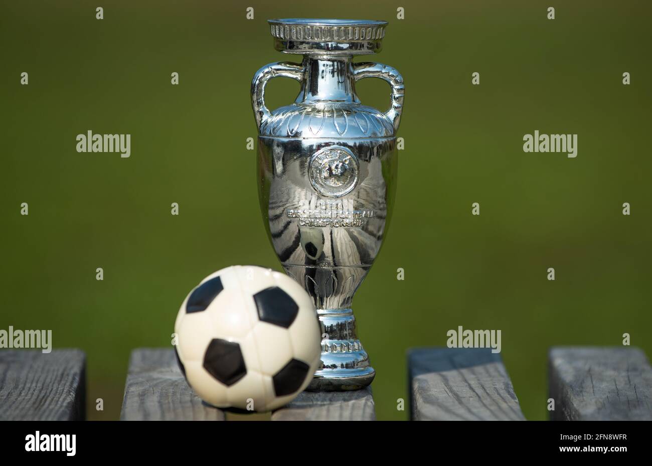 April 22, 2021 Moscow, Russia. Trophy of the European Football ...