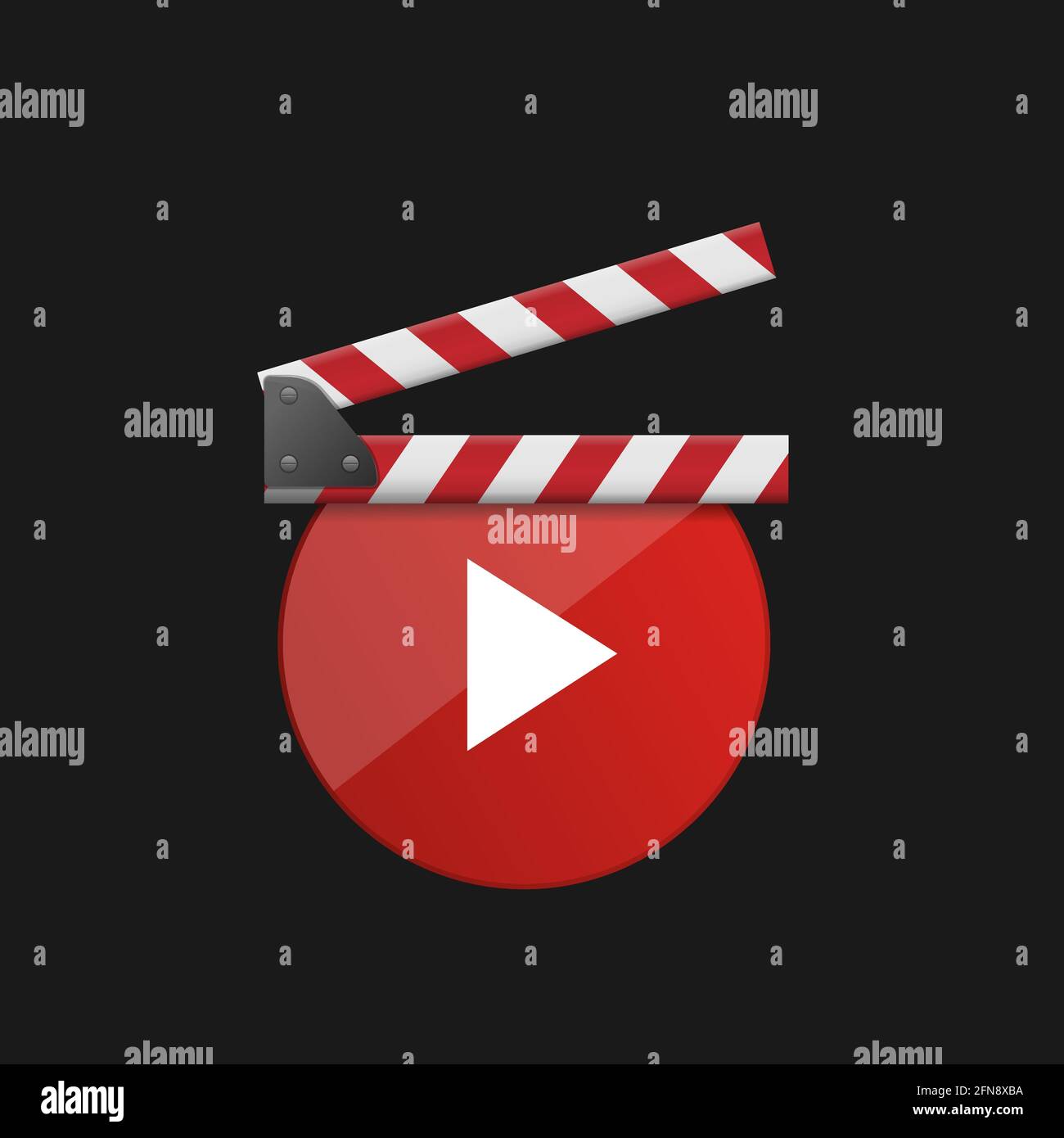 Red round Movie clapper board with play sign Stock Vector Image & Art ...