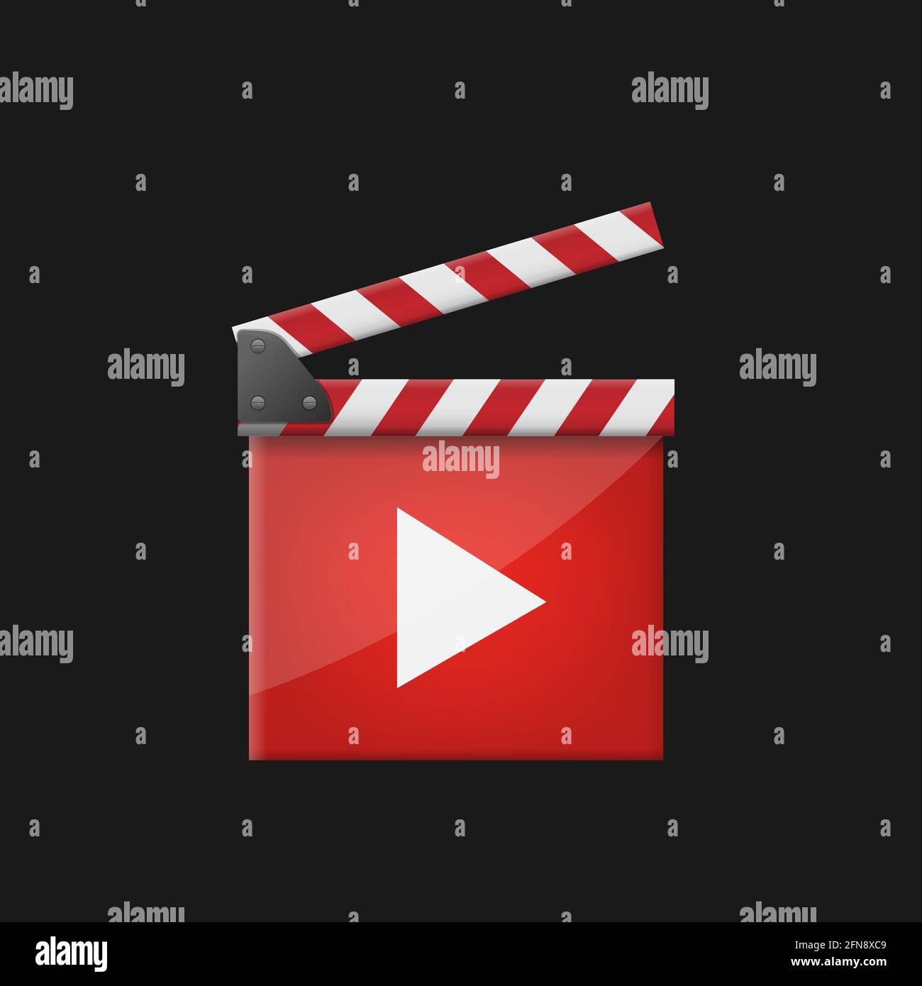 Red square Movie clapper board with play sign Stock Vector Image & Art ...