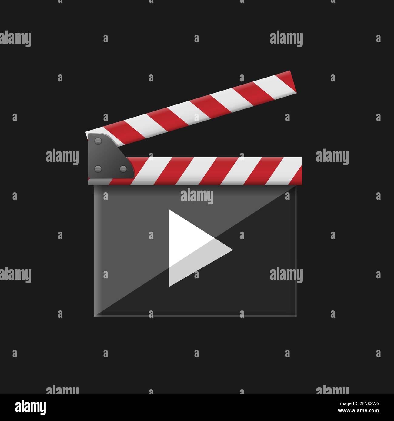 Glass Movie clapper board with play sign Stock Vector Image & Art - Alamy