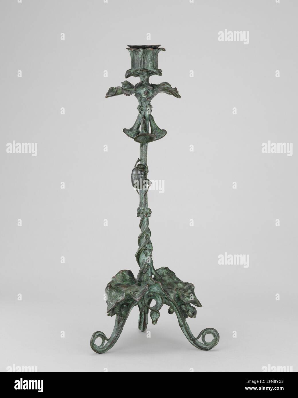Candlestick with Leaves and Clochettes, and a Scarab on the Stem, model ...