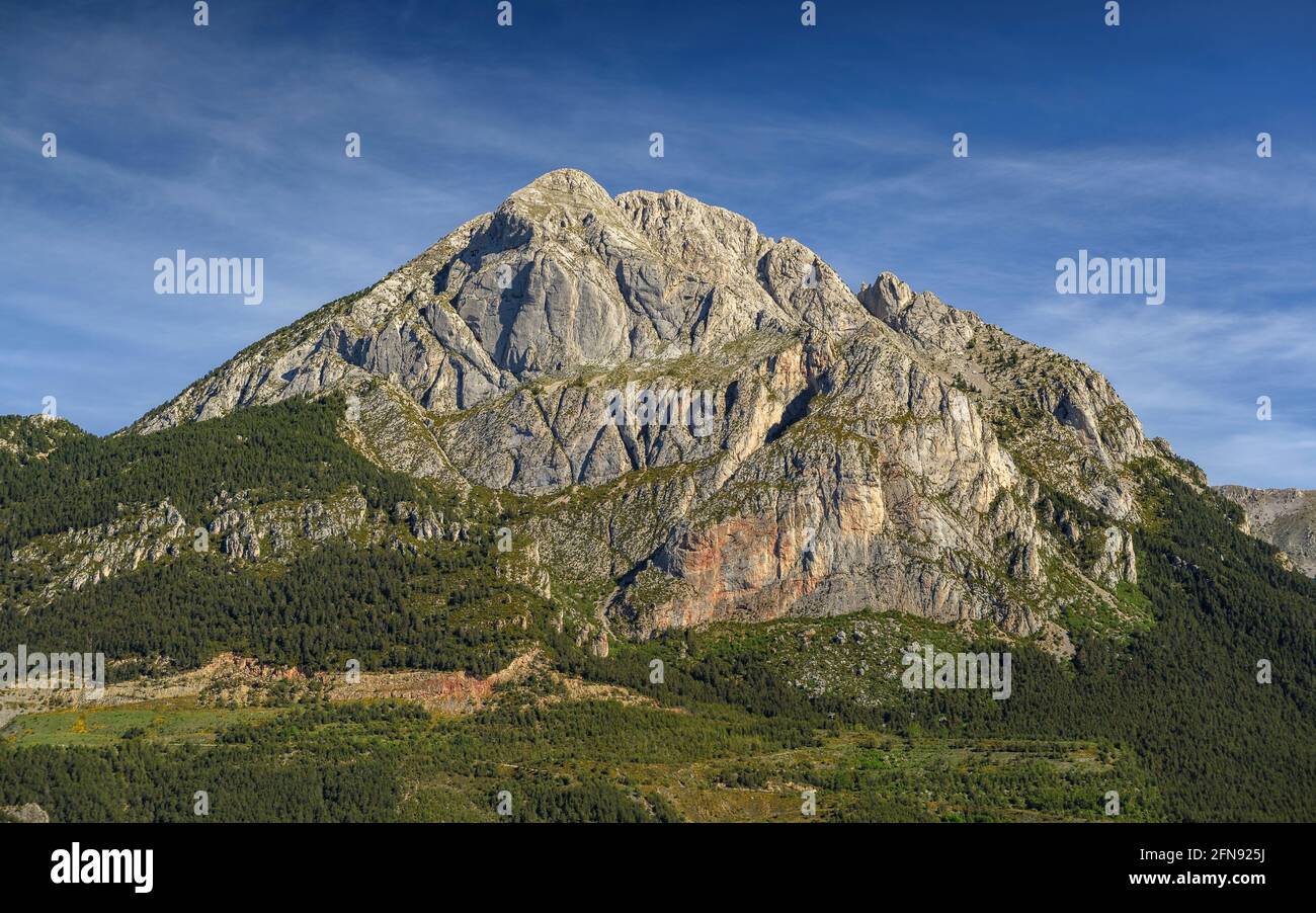 Pedraforca south face seen from near the Coll de la Trapa (Berguedà ...