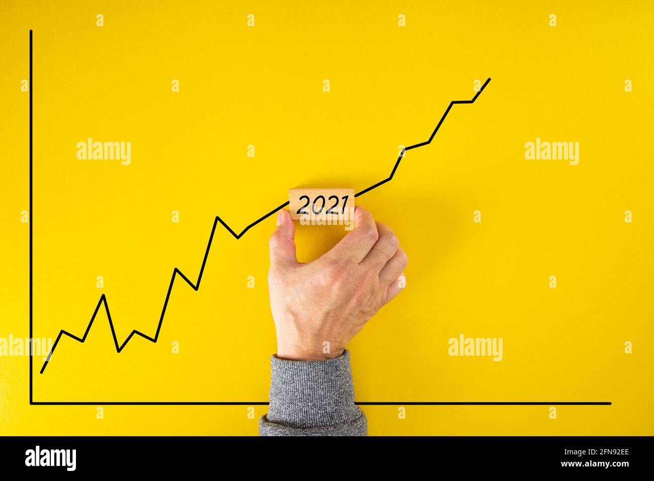 Statistical financial graph predicting an economic growth in 2021 after ...