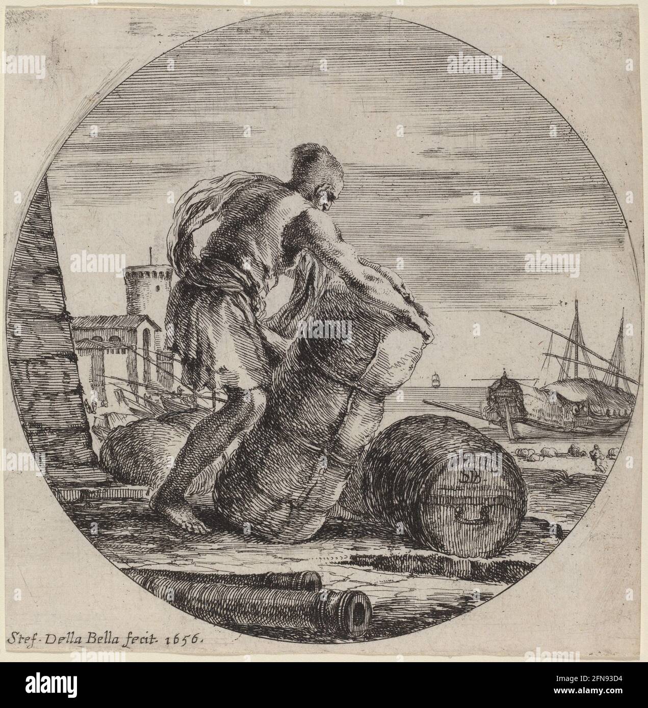 Galley Slave Hauling a Ship's Cargo, 1656 Stock Photo - Alamy