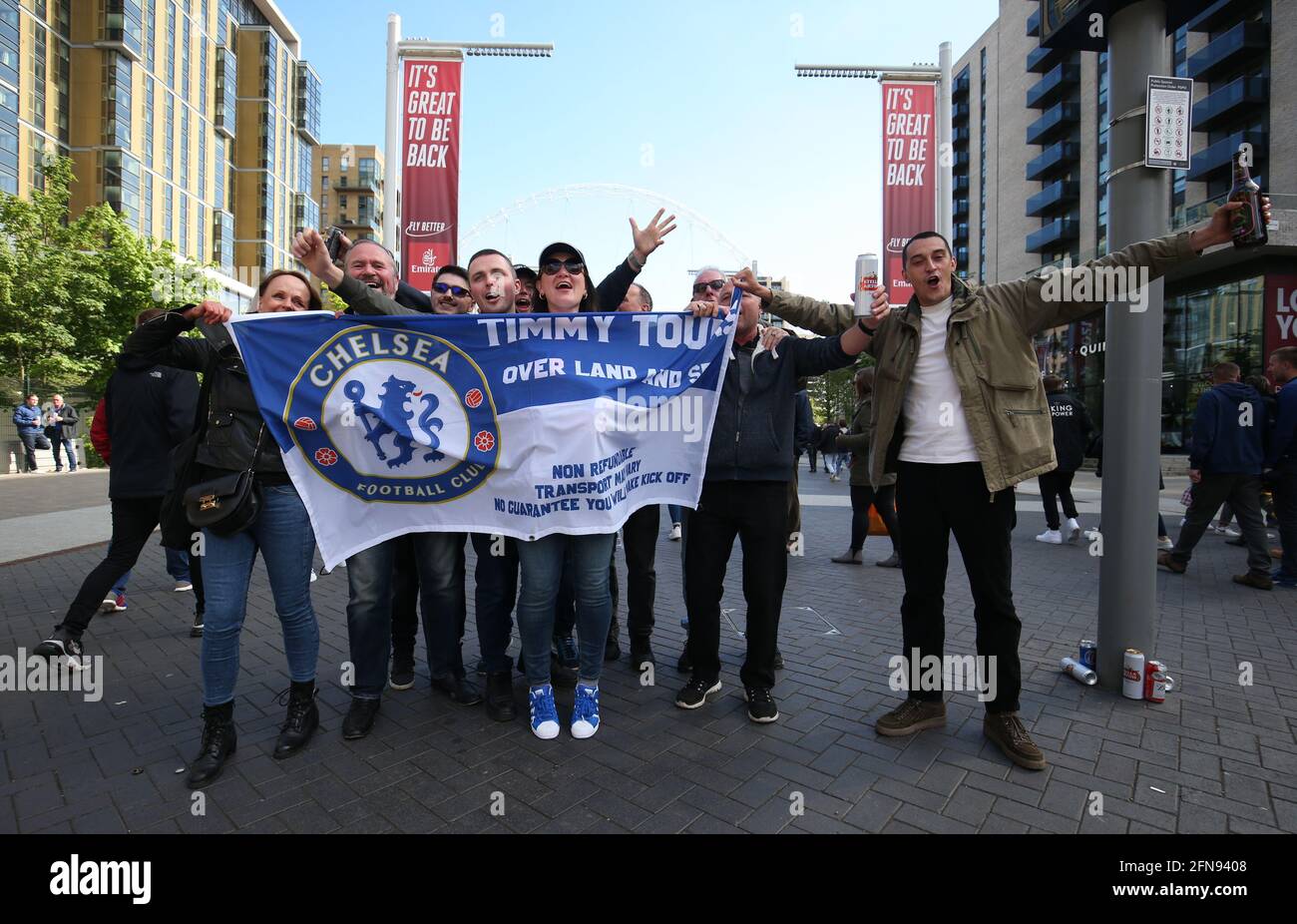 Chelsea fans before the Emirates FA Cup Final at Wembley Stadium ...