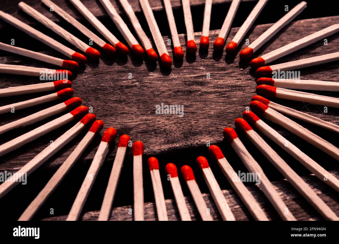 Heart made of matches - Love concept Stock Photo - Alamy