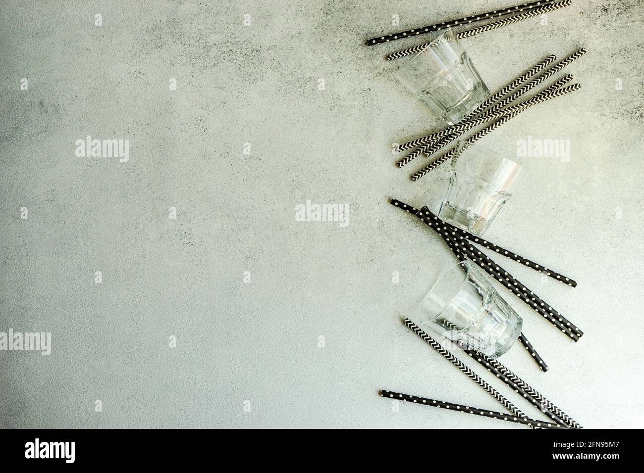 Variety of black and white stripped and dots paper stripped cocktail ...