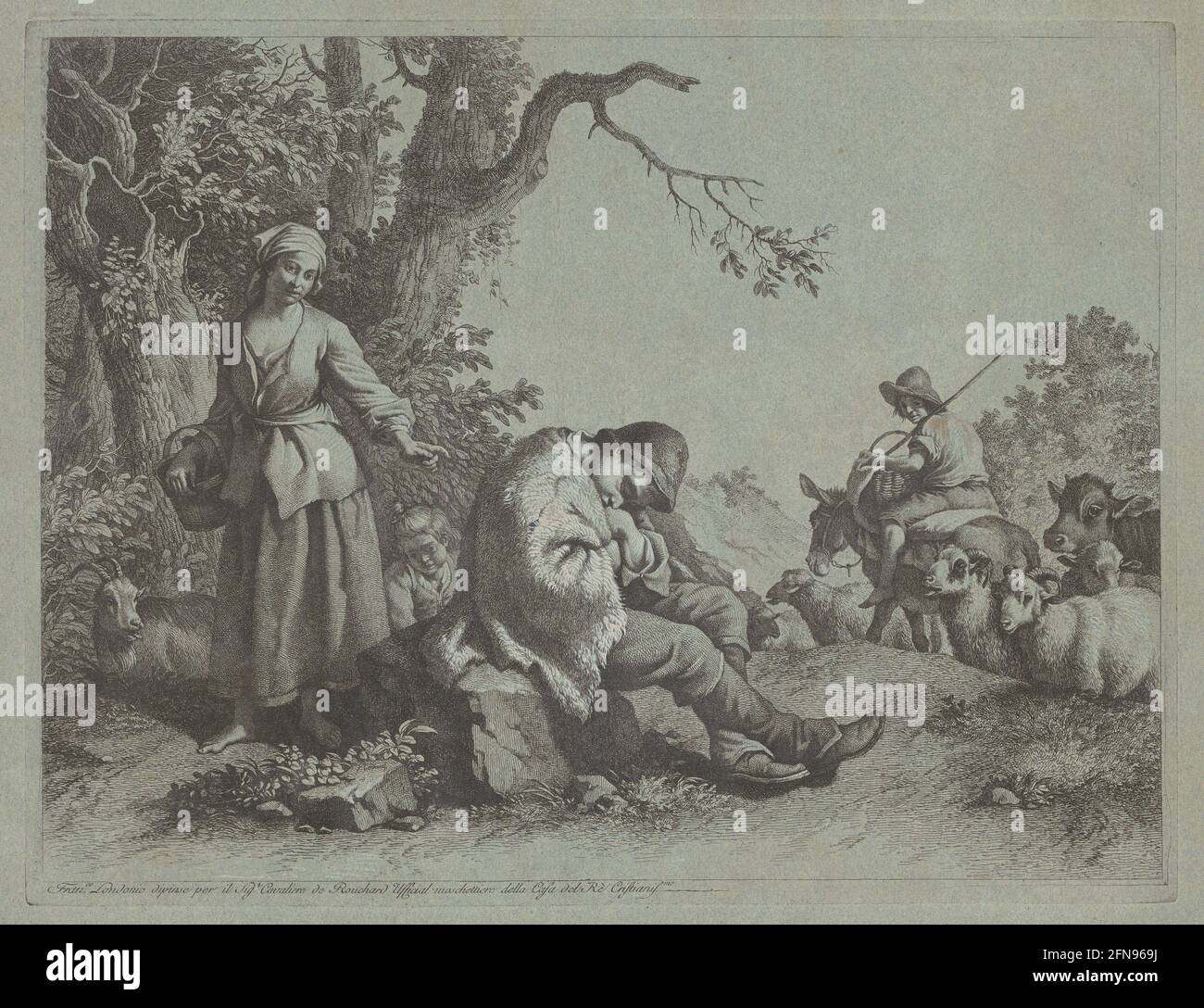 Sleeping Shepherd Boy and Woman with a Child, 1759/1782 Stock Photo - Alamy
