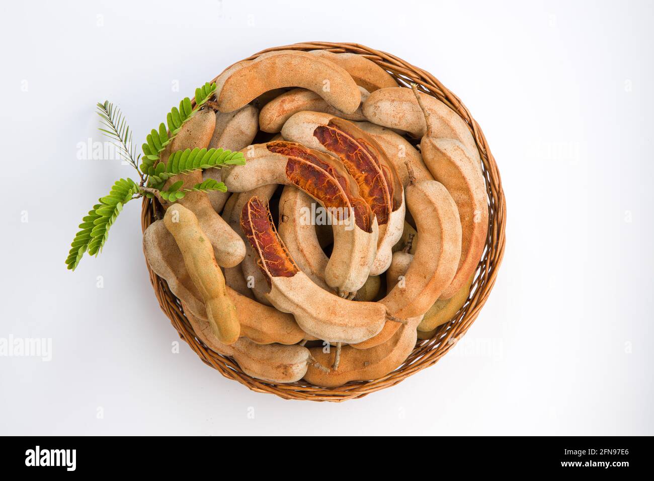 Tamarind bean like pods filled with seeds surrounded by a fibrous pulp ...