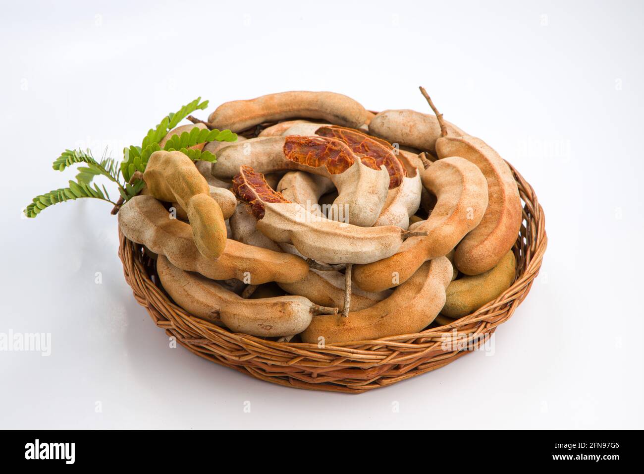 Tamarind bean like pods filled with seeds surrounded by a fibrous pulp ...