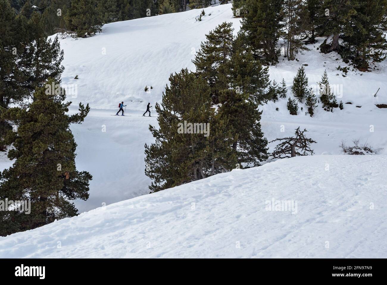 Route between Montgarri and Pla de Beret in winter with snow (Aran ...