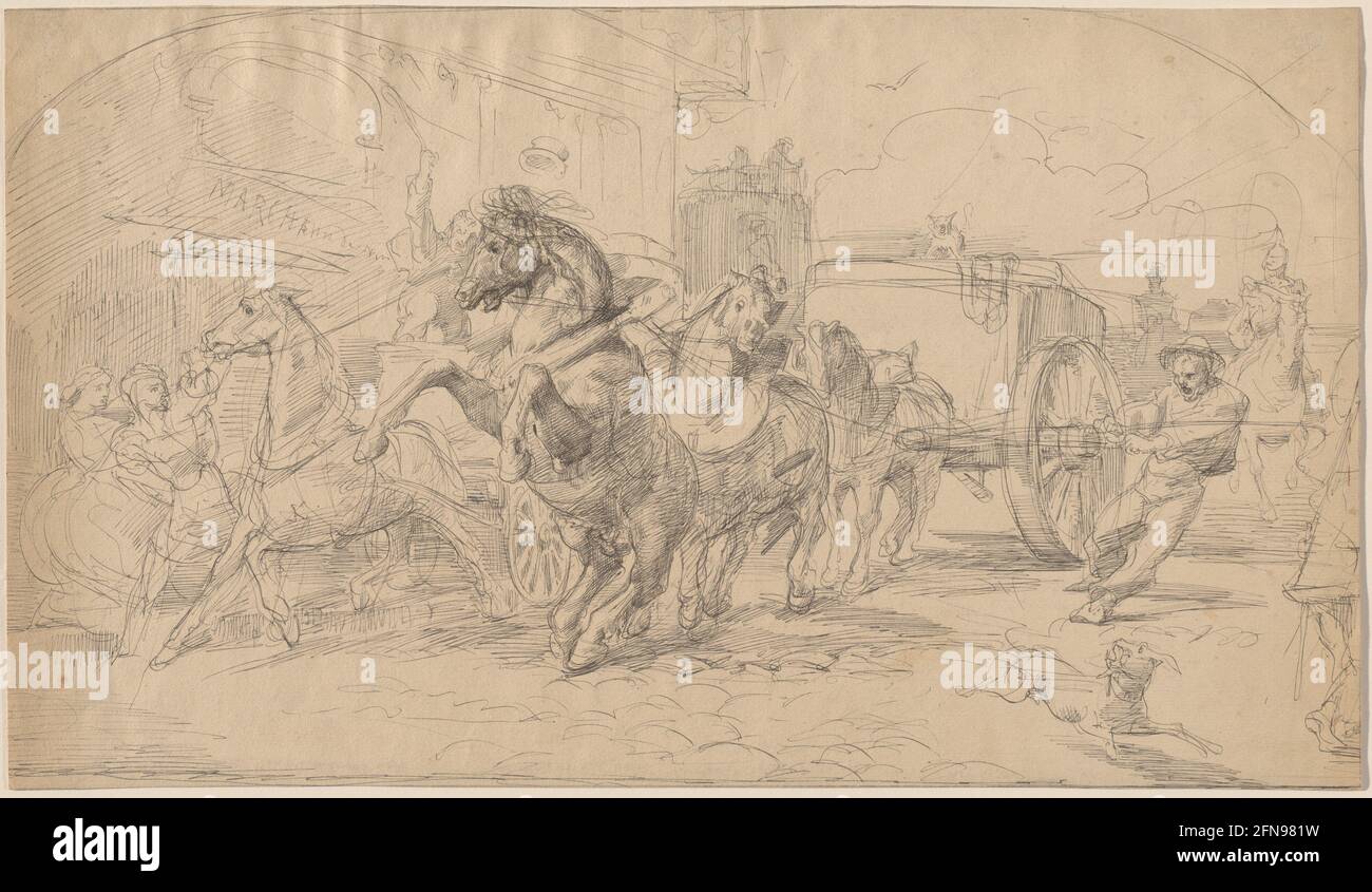 The Runaway Carriage, 1830s Stock Photo - Alamy