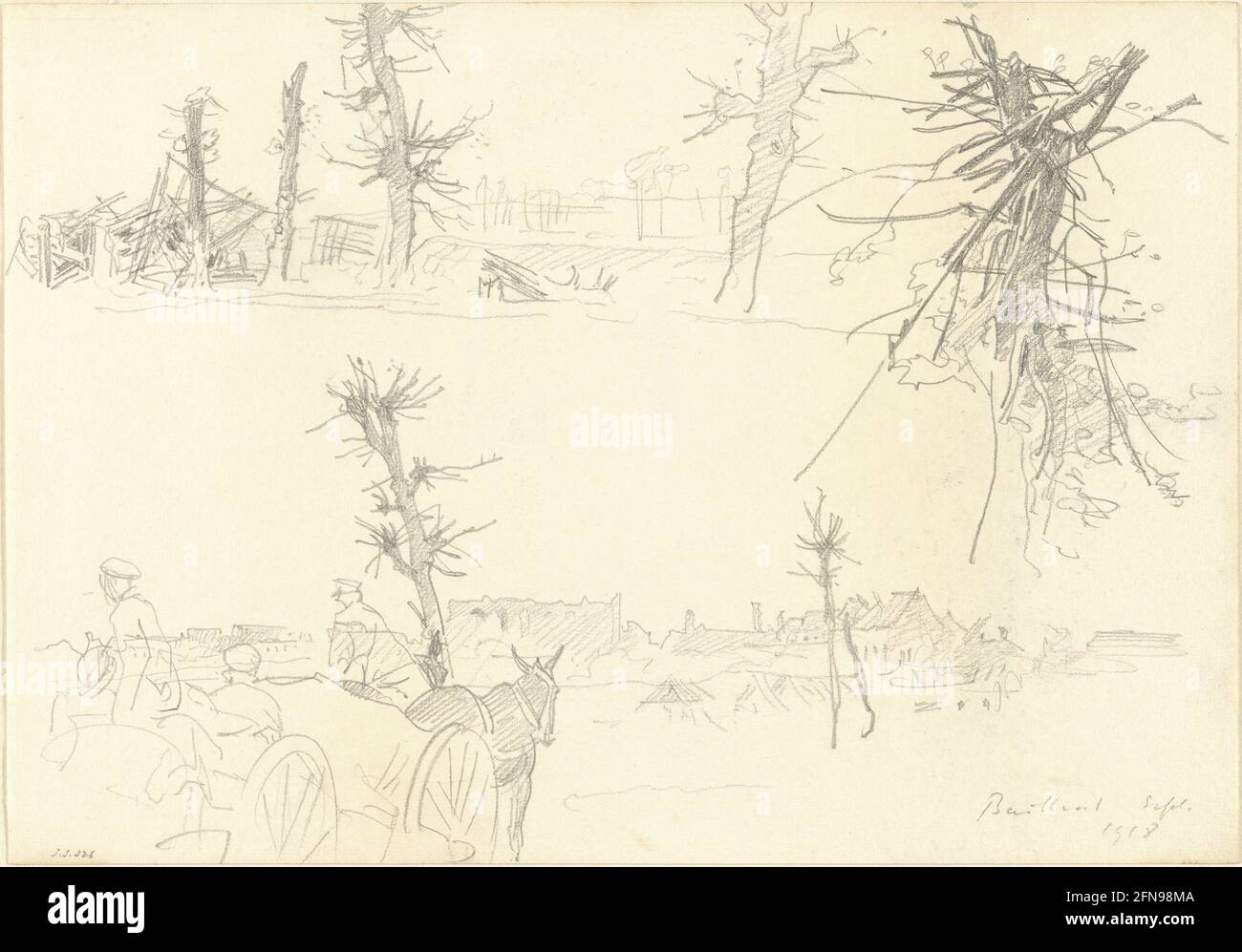 Soldiers in a Devastated Landscape [recto], 1918 Stock Photo - Alamy