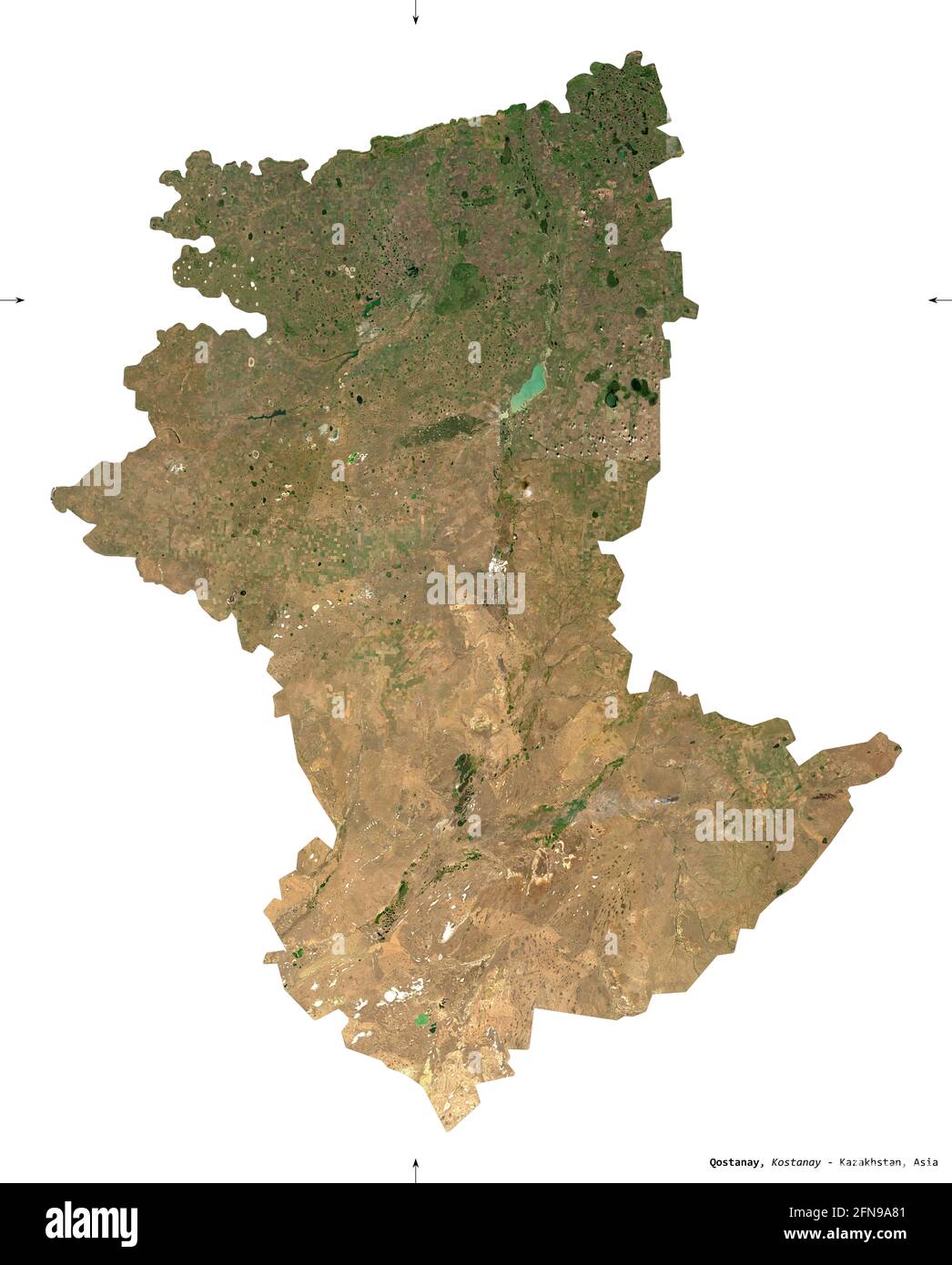 Qostanay, region of Kazakhstan. Sentinel-2 satellite imagery. Shape ...