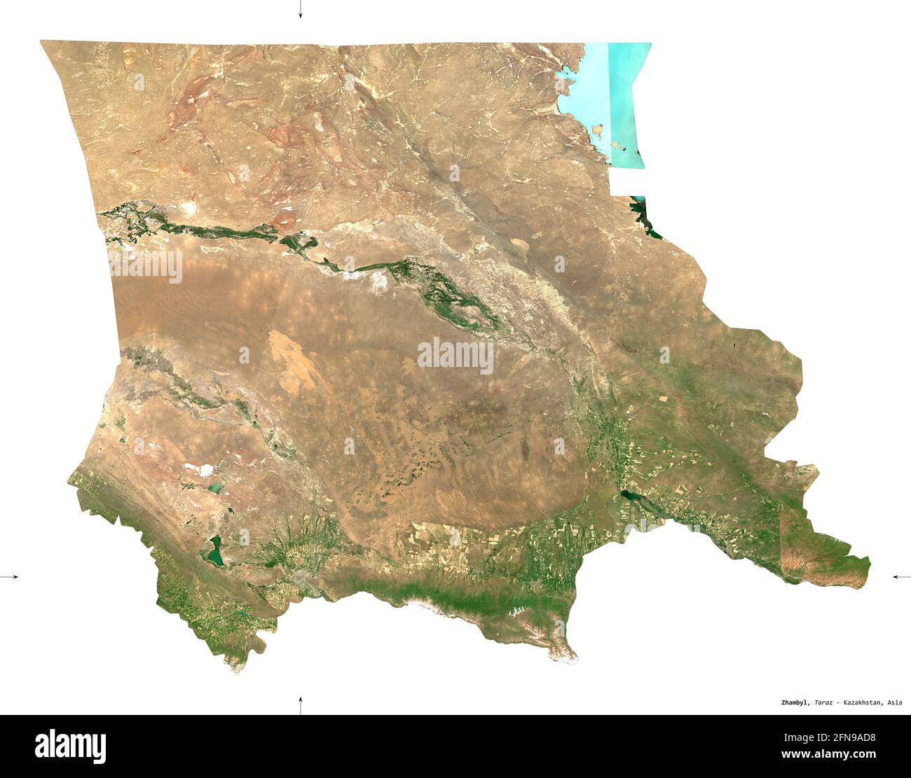 Zhambyl, region of Kazakhstan. Sentinel-2 satellite imagery. Shape ...