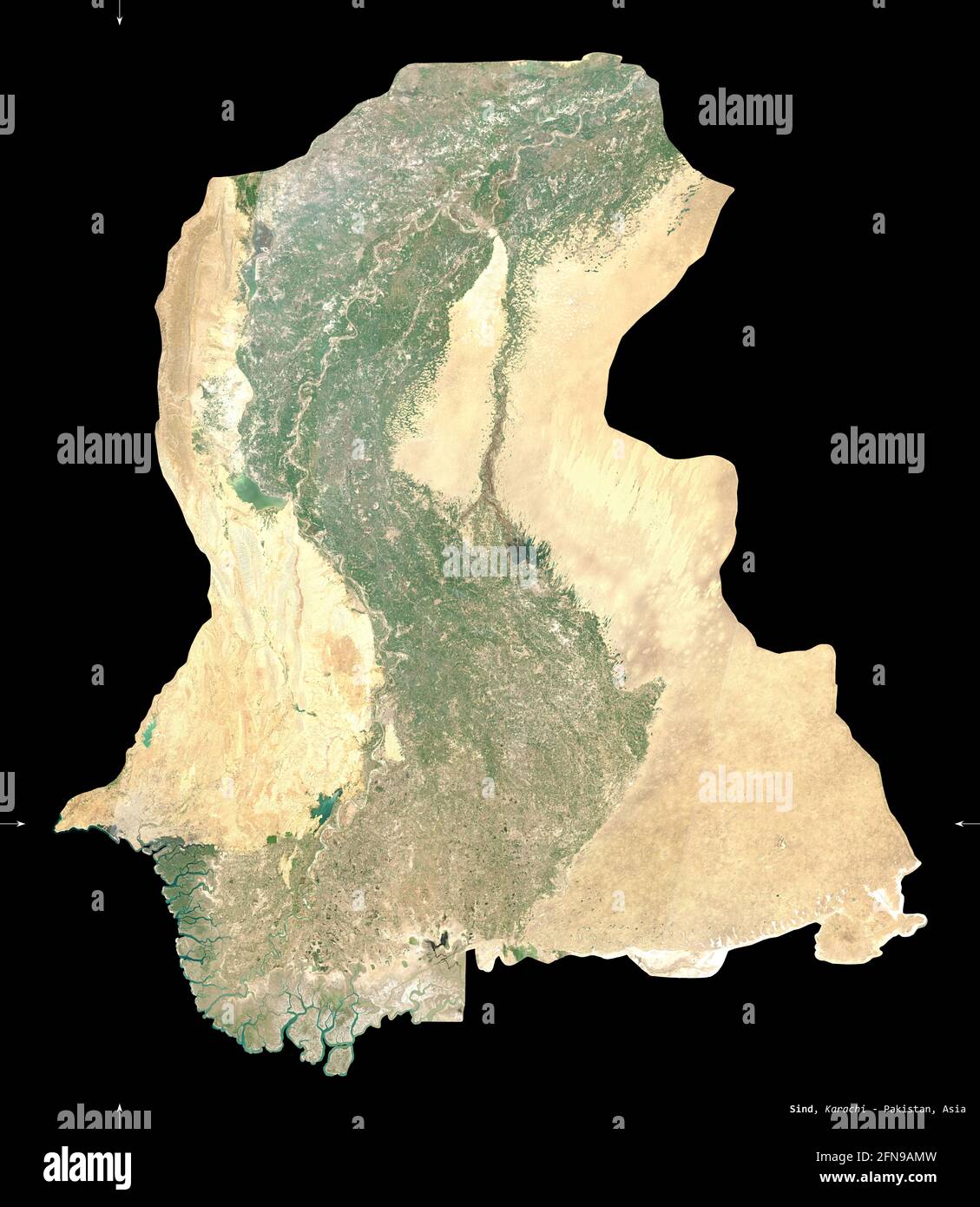 Sind, province of Pakistan. Sentinel-2 satellite imagery. Shape ...