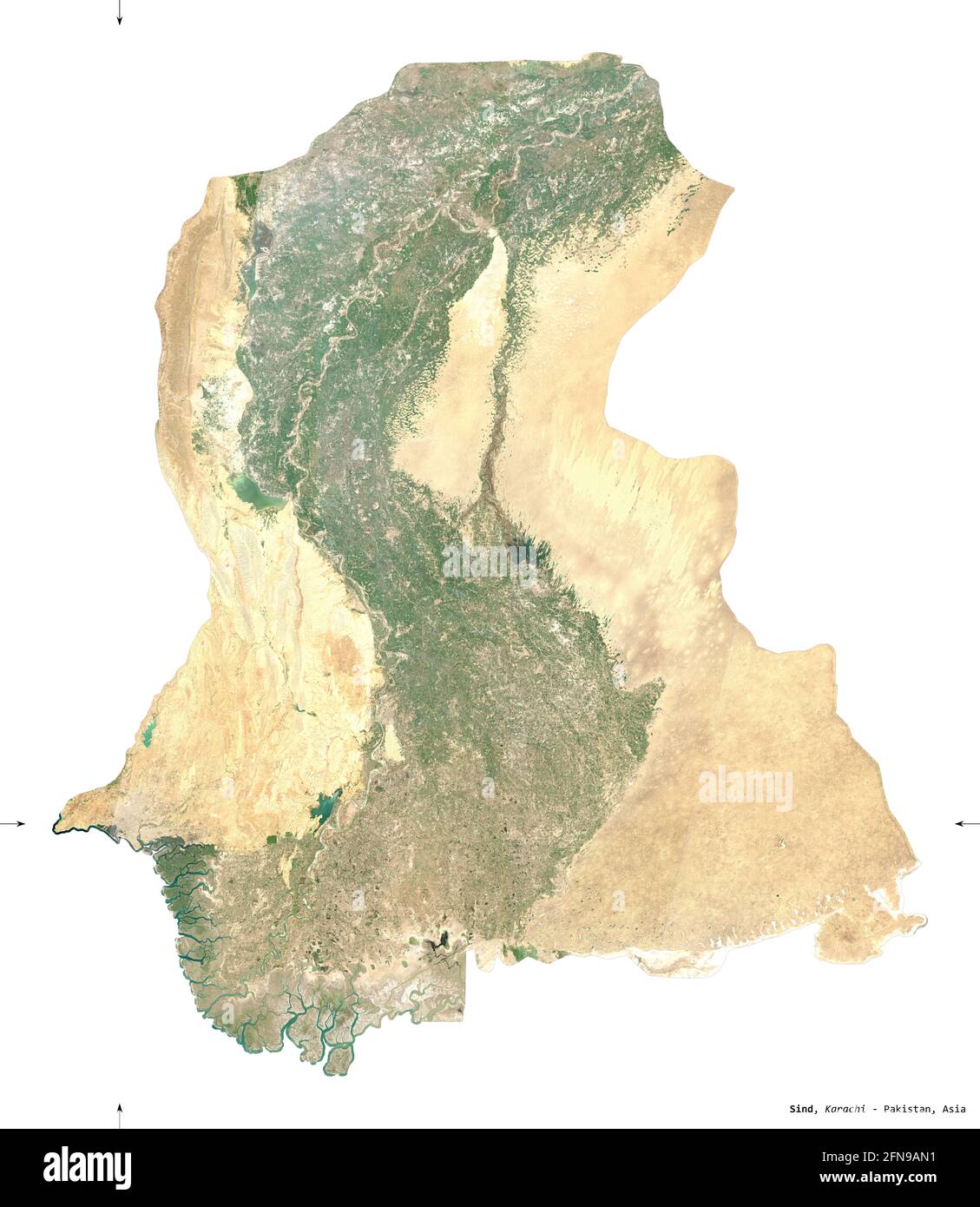 Sind, province of Pakistan. Sentinel-2 satellite imagery. Shape ...