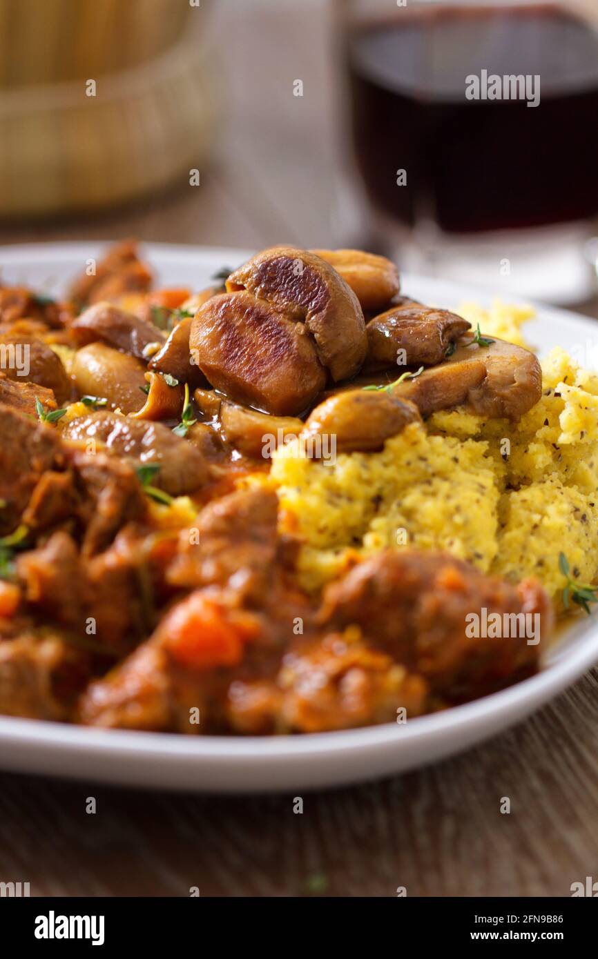 Beef goulash with polenta hi-res stock photography and images - Alamy