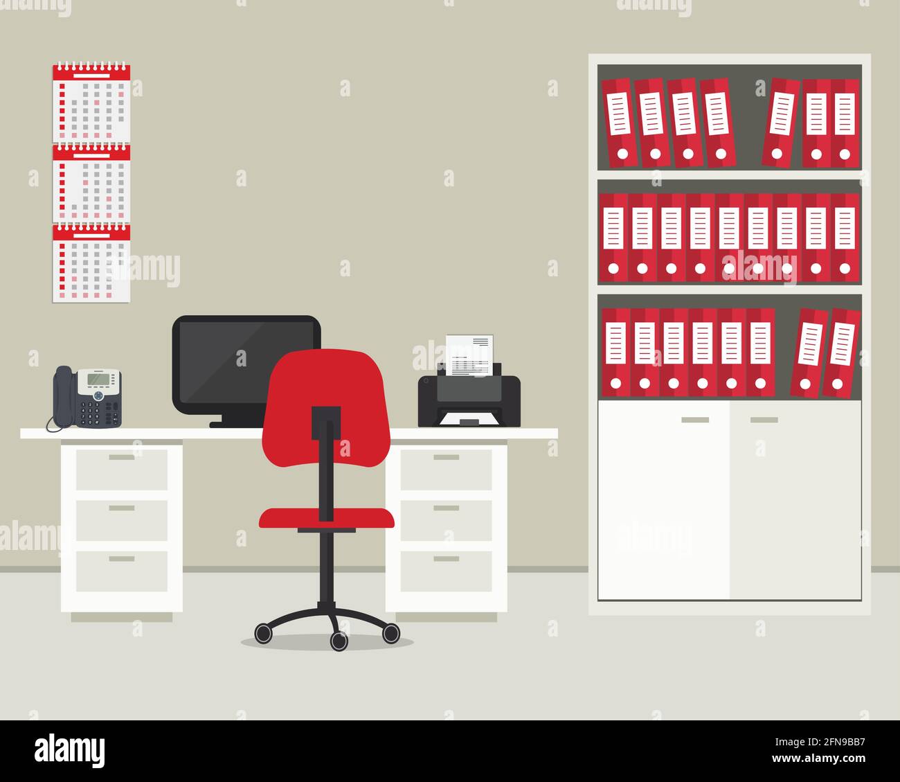 Red computer desk wall Stock Vector Images - Alamy