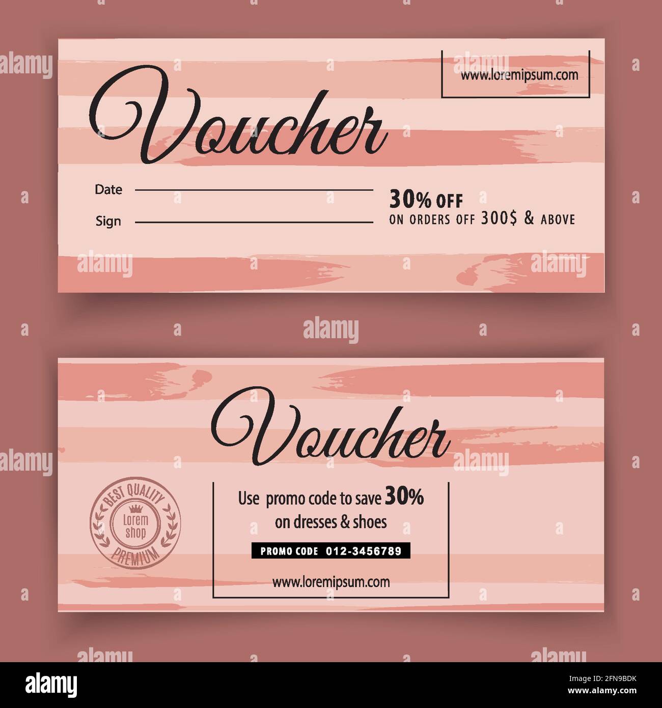 Voucher and stripe blots. Pink hand made blots vector illustration ...